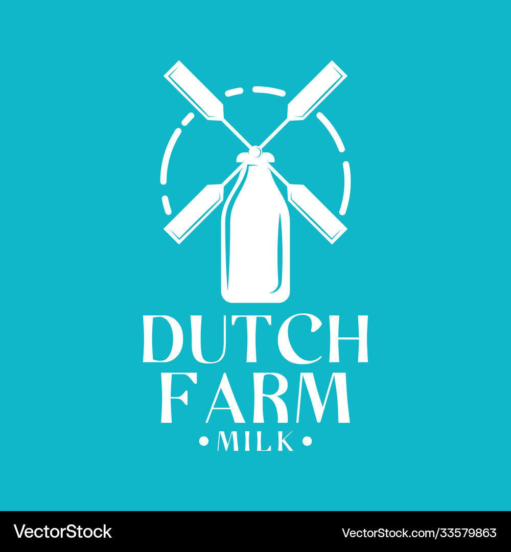 Einfache Dutch Farm Milch Logo Design Idee Vektorbild