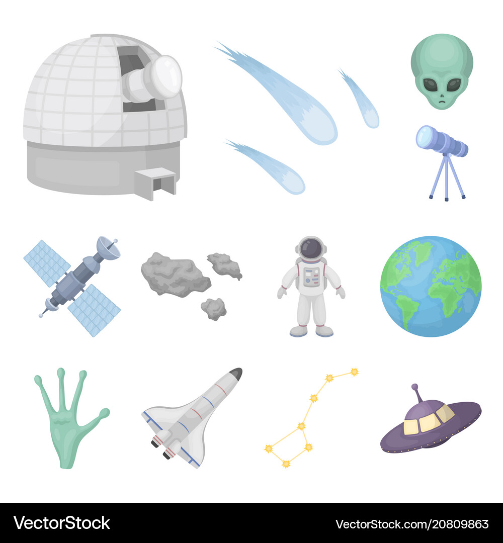 Space technology cartoon icons in set collection Vector Image