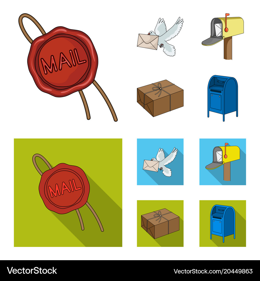 Wax seal postal pigeon with envelope mail box Vector Image