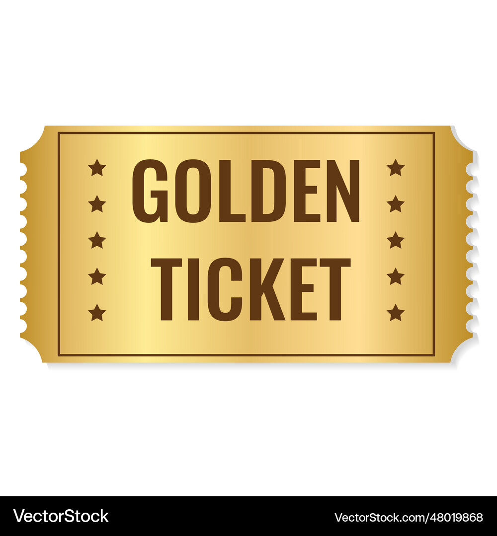Blank golden coupon or ticket sticker Royalty Free Vector
