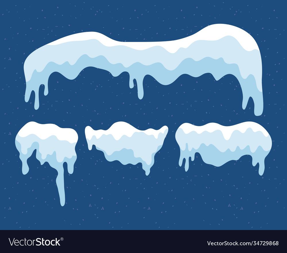 Bundle four snowdrifts set icons in blue Vector Image
