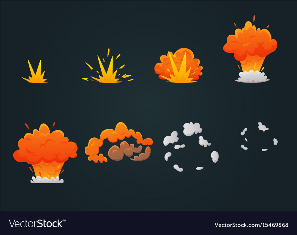 Explosion animation icon set Royalty Free Vector Image
