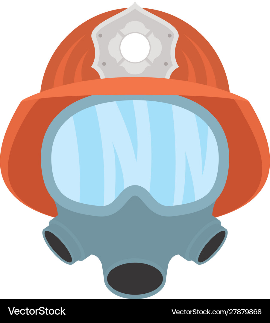 Firefighter helmet with mask flat style icon Vector Image