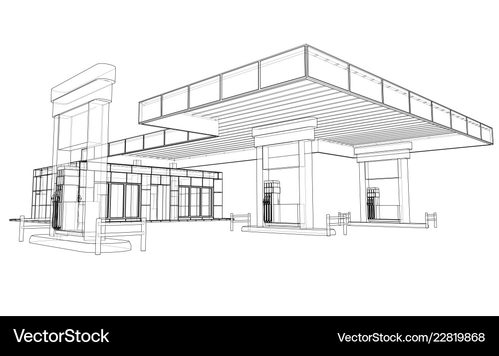 Gas station rendering of 3d Royalty Free Vector Image