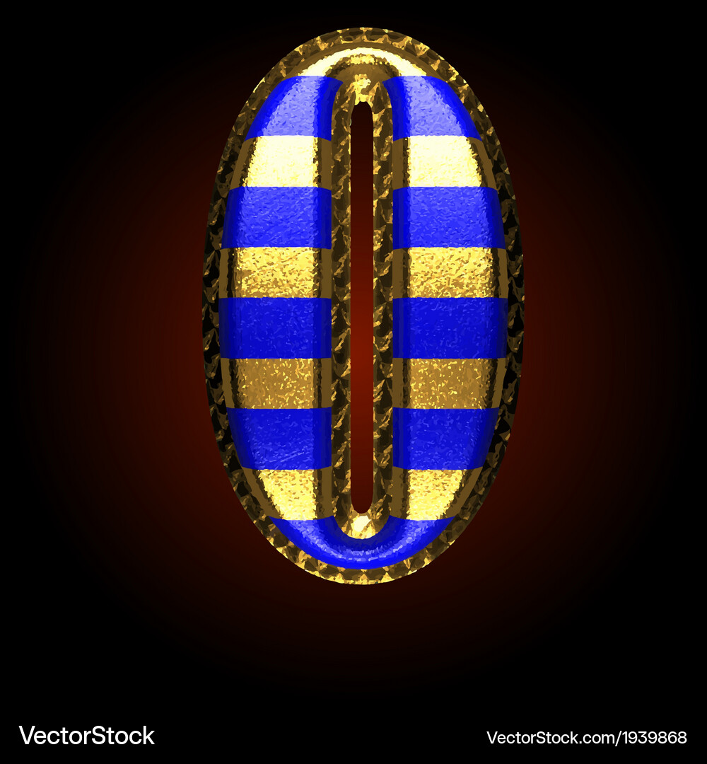 Golden and blue letter 0 Royalty Free Vector Image