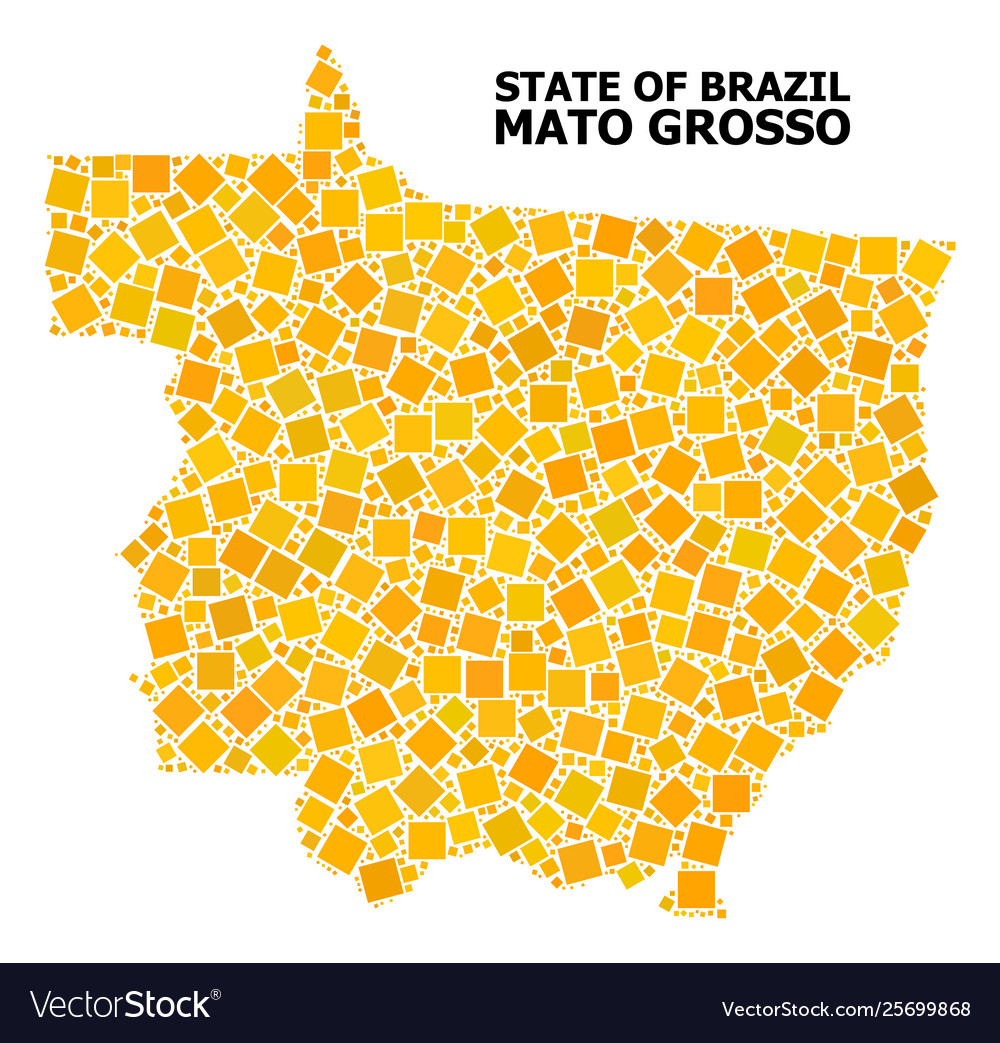 Golden rotated square mosaic map mato grosso Vector Image