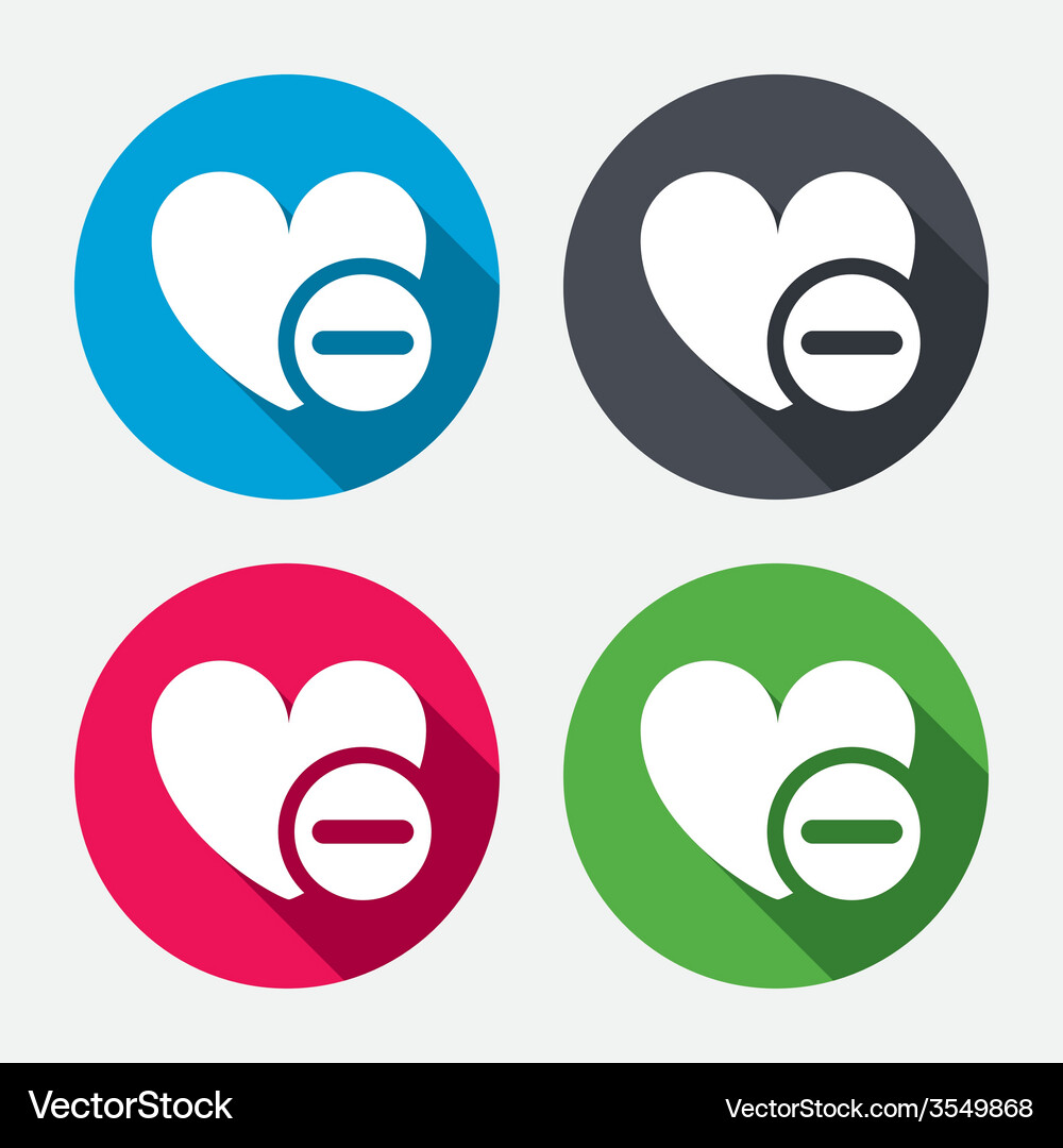 Heart sign icon remove lover symbol Royalty Free Vector