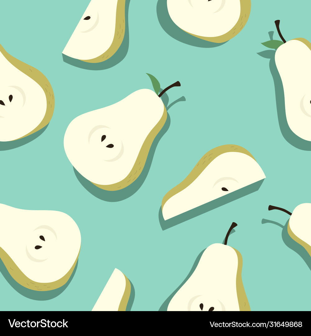 Minimalist seamless pear with shadow patter Vector Image