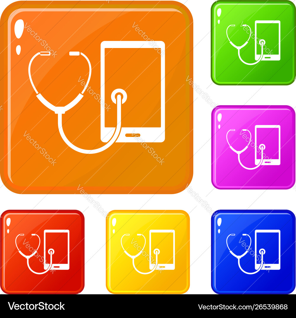 Phone diagnosis icons set color Royalty Free Vector Image