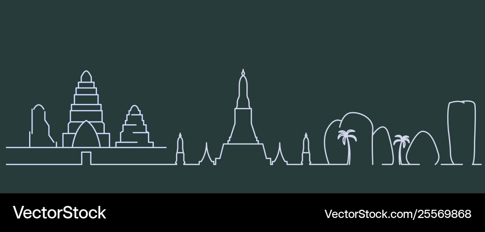 Thailand simple line skyline and landmark Vector Image