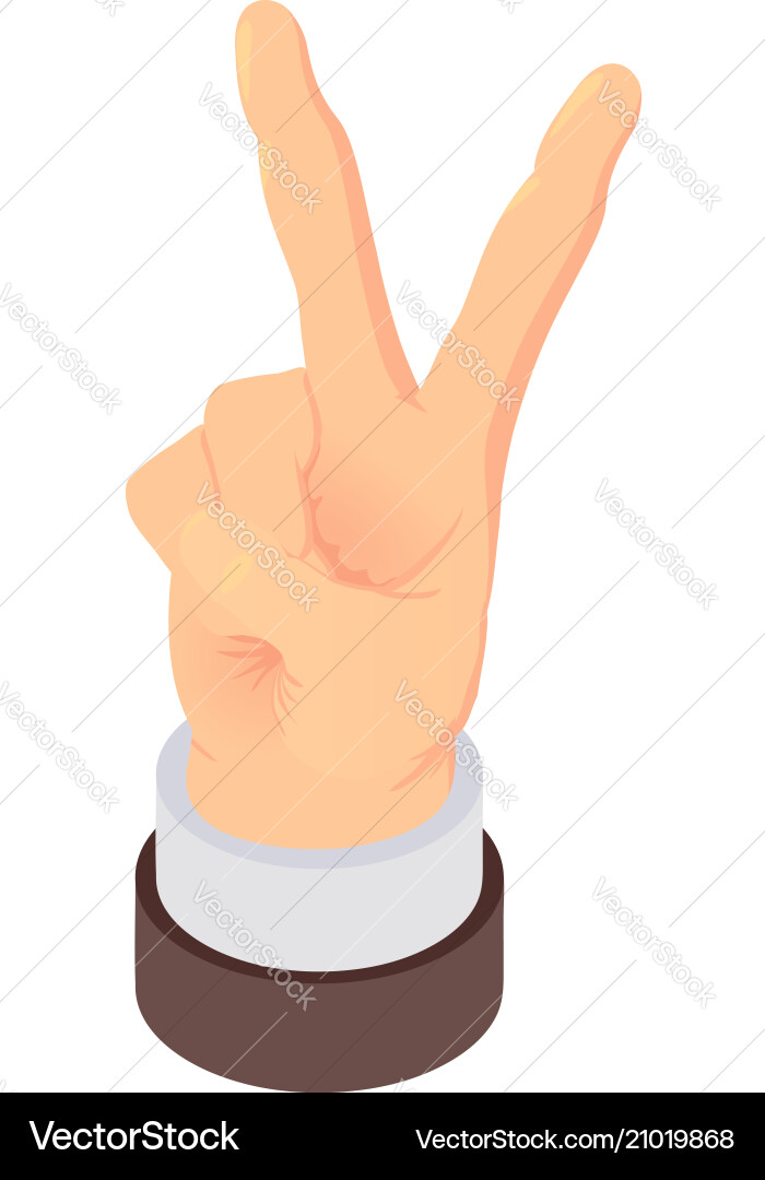 Two fingers sign icon isometric style Royalty Free Vector