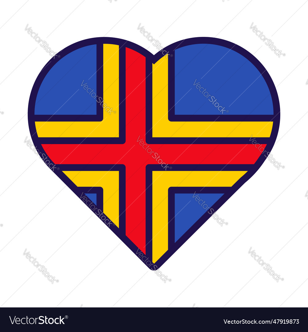 Aland flag festive patriot heart outline icon Vector Image Aland flag festive patriot heart outline icon Vector Image