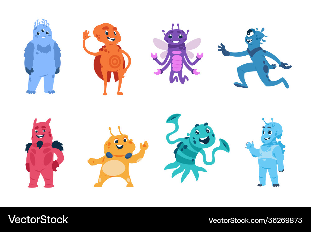 Alien character cartoon extraterrestrial monsters Vector Image