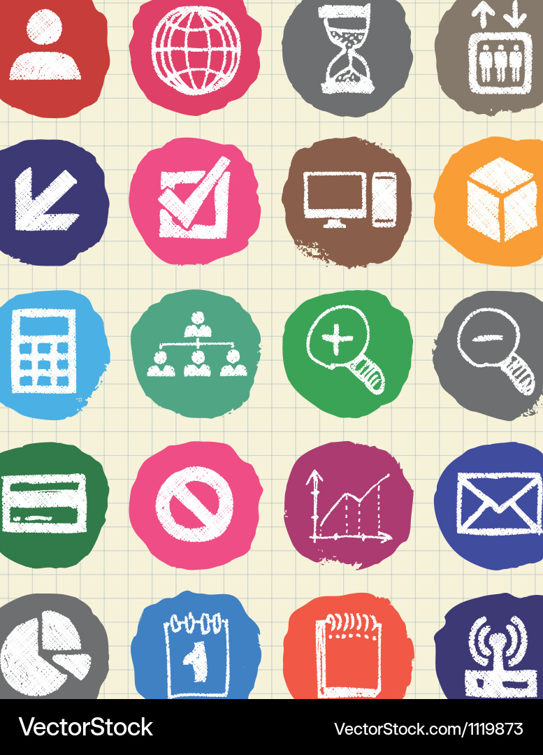 Business web icons set drawn by chalk Royalty Free Vector