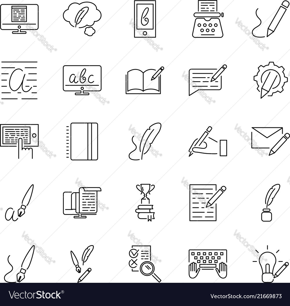 Creative copywriting icon set Royalty Free Vector Image