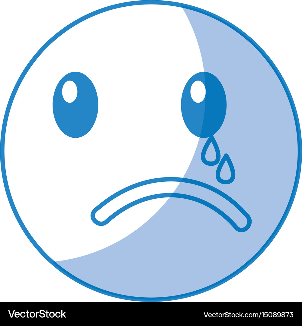 Crying emoticon face kawaii style Royalty Free Vector Image