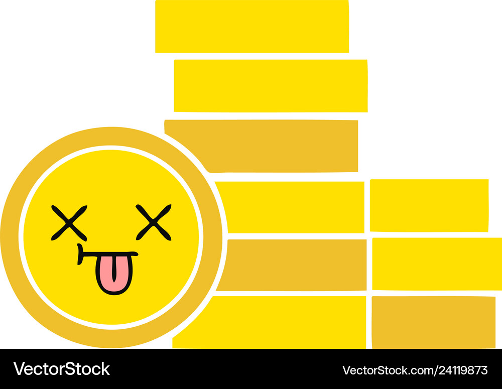Flat color retro cartoon coins Royalty Free Vector Image