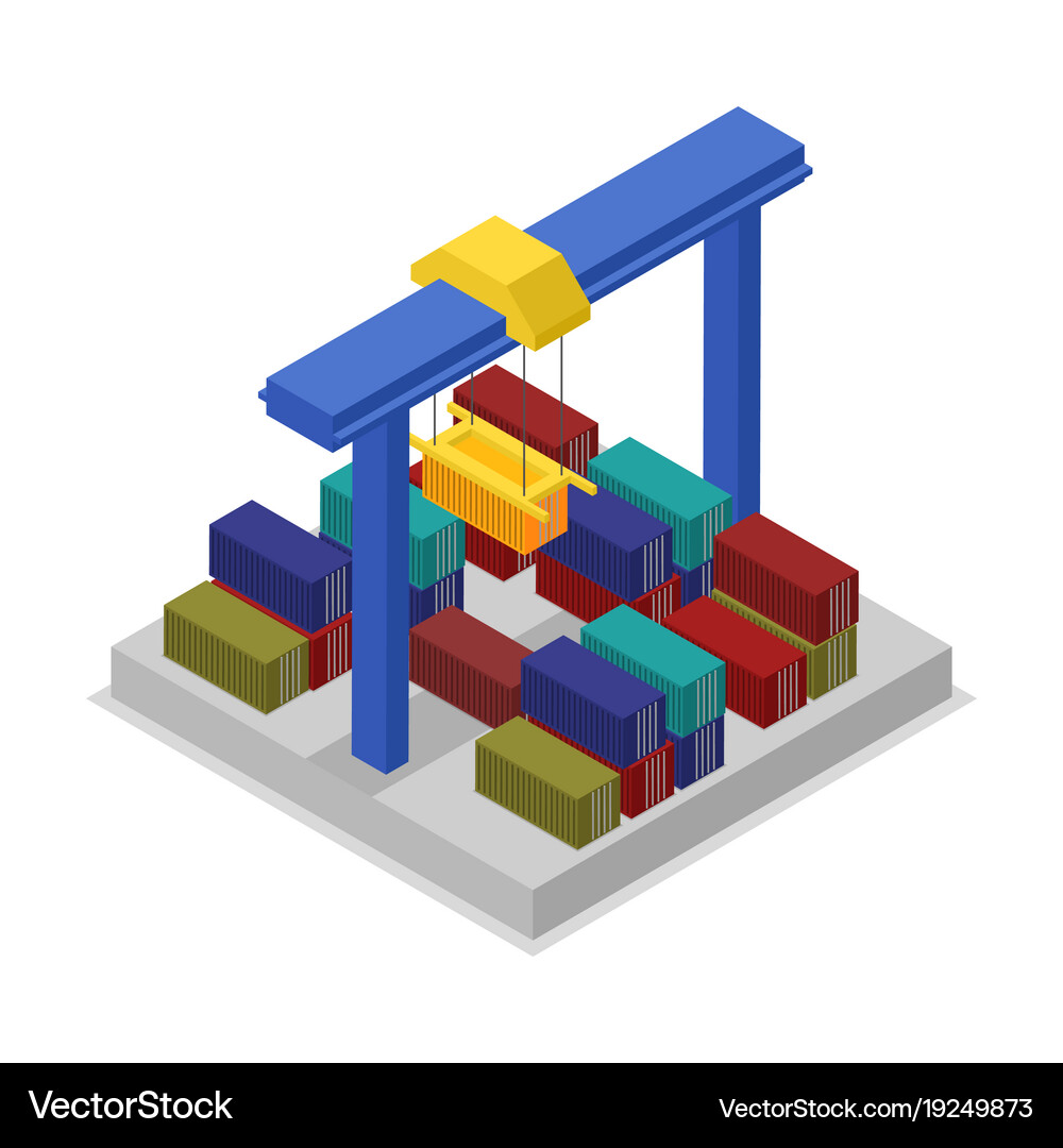 Global shipping icon with crane isometric 3d icon Vector Image