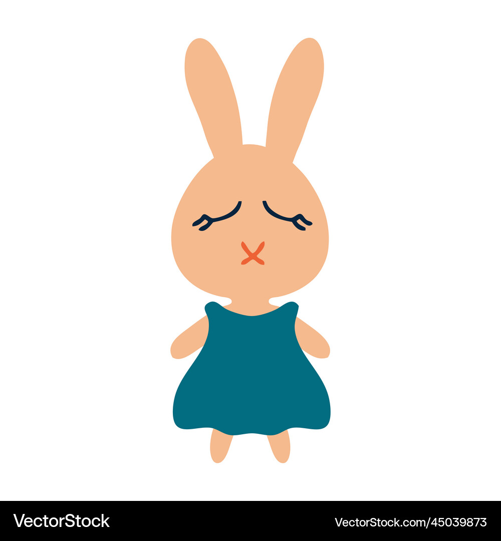 Hand drawn cute bunny in flat style perfect Vector Image