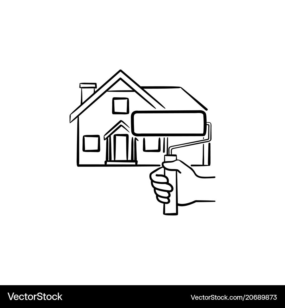 House Painting Icon - Hand Drawn Royalty Free Vector Image