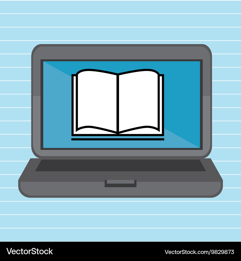 Laptop with book isolated icon design Royalty Free Vector