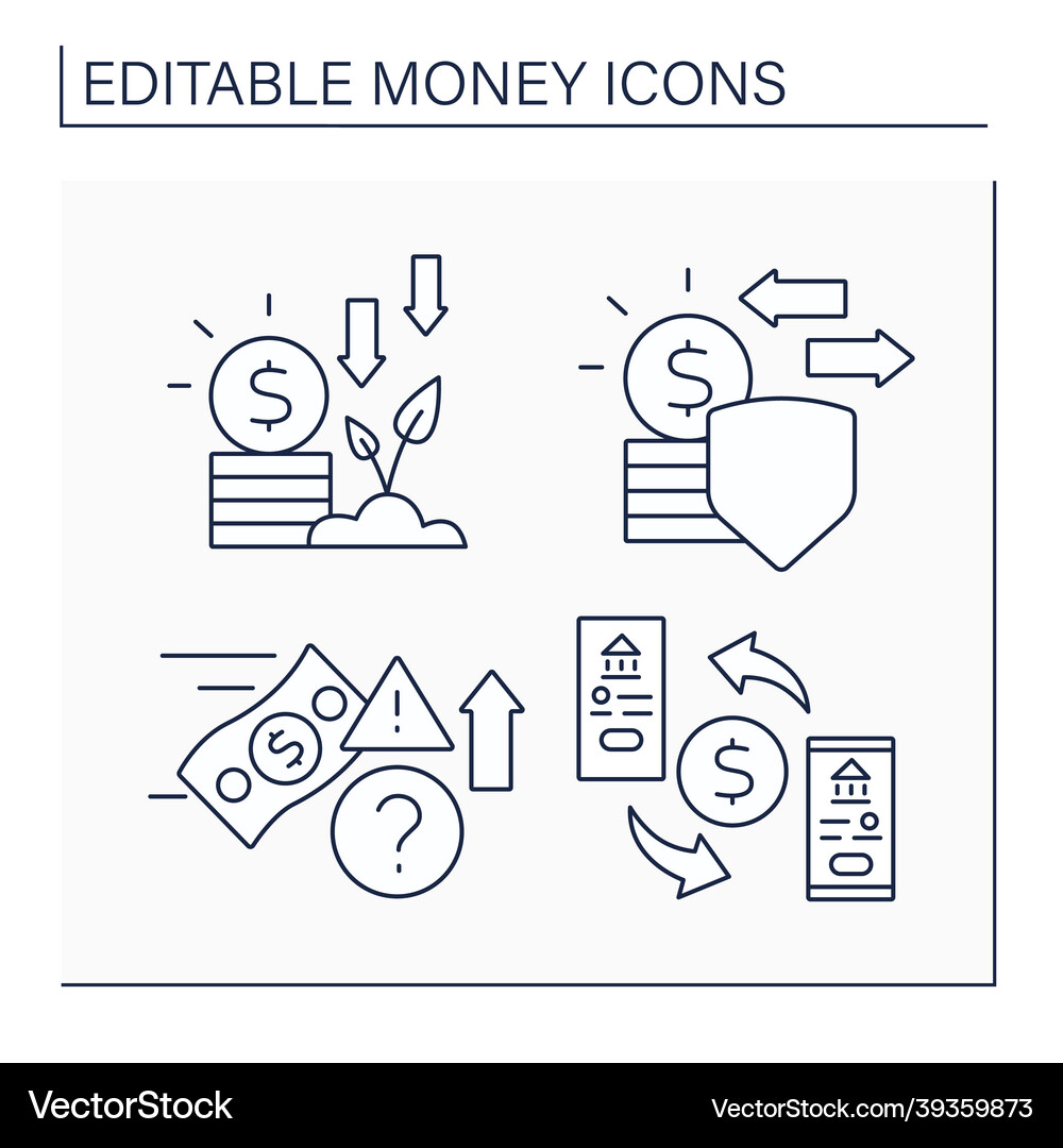 Money line icons set Royalty Free Vector Image