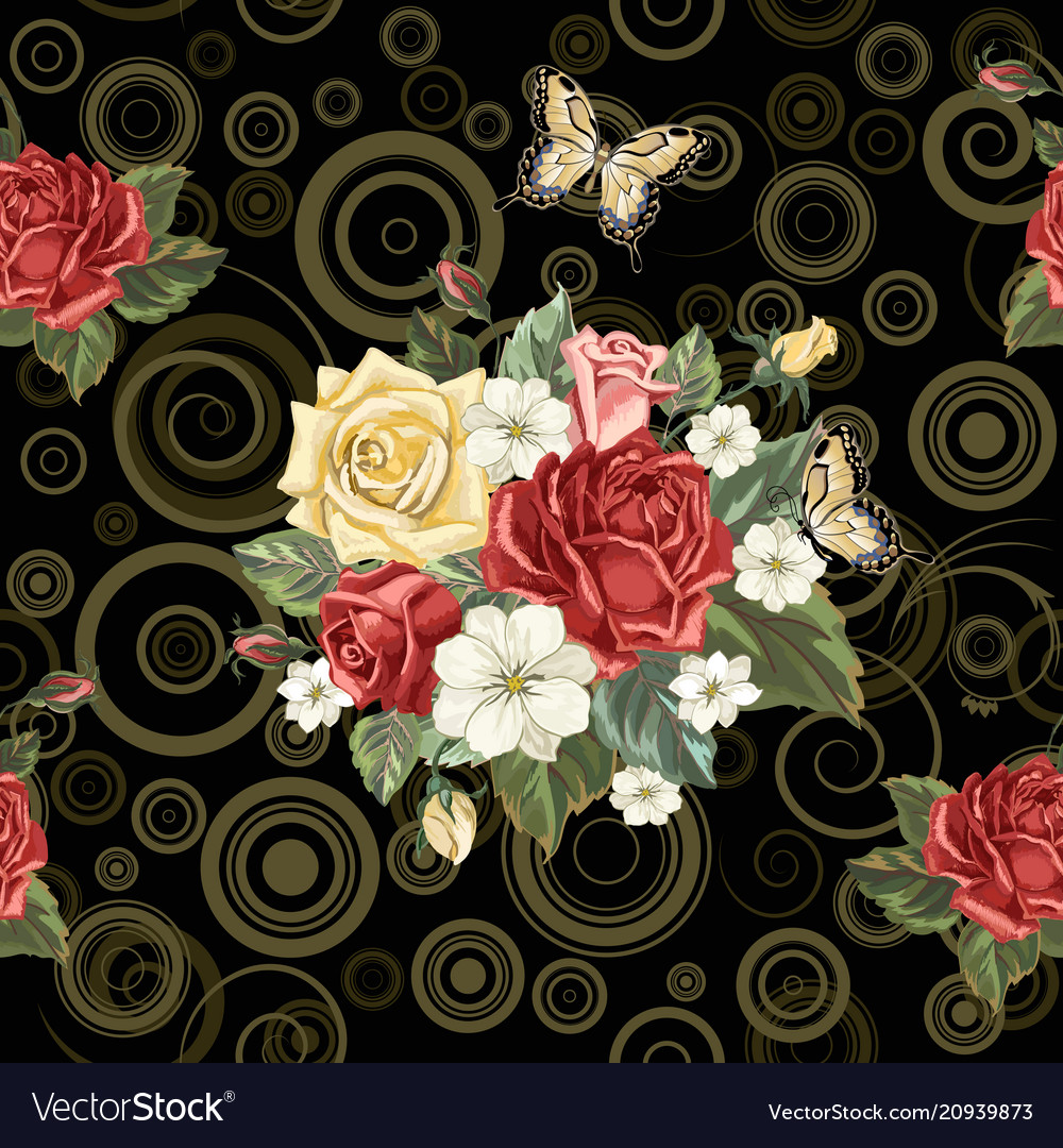 Pattern with roses Royalty Free Vector Image - VectorStock