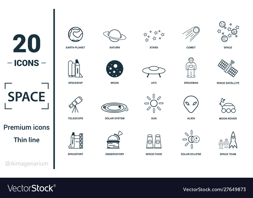 Space icon set include creative elements earth Vector Image