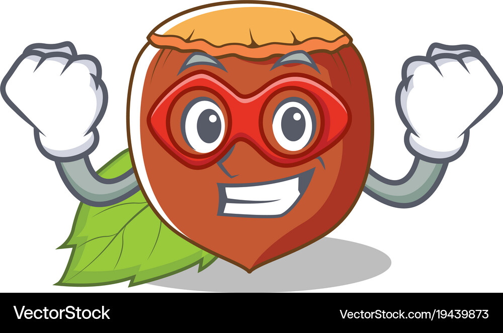 Super hero hazelnut character cartoon style Vector Image