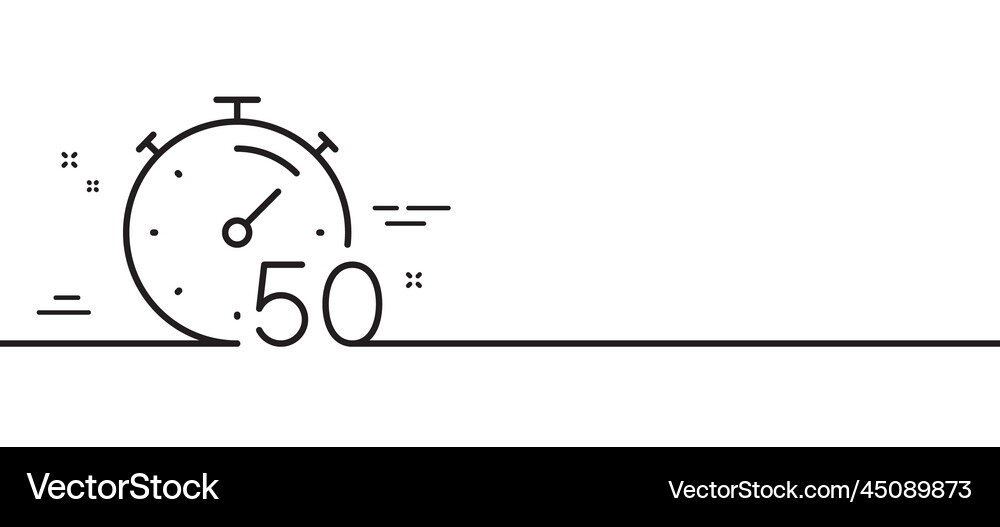 Timer 50 minutes line icon stopwatch time sign Vector Image