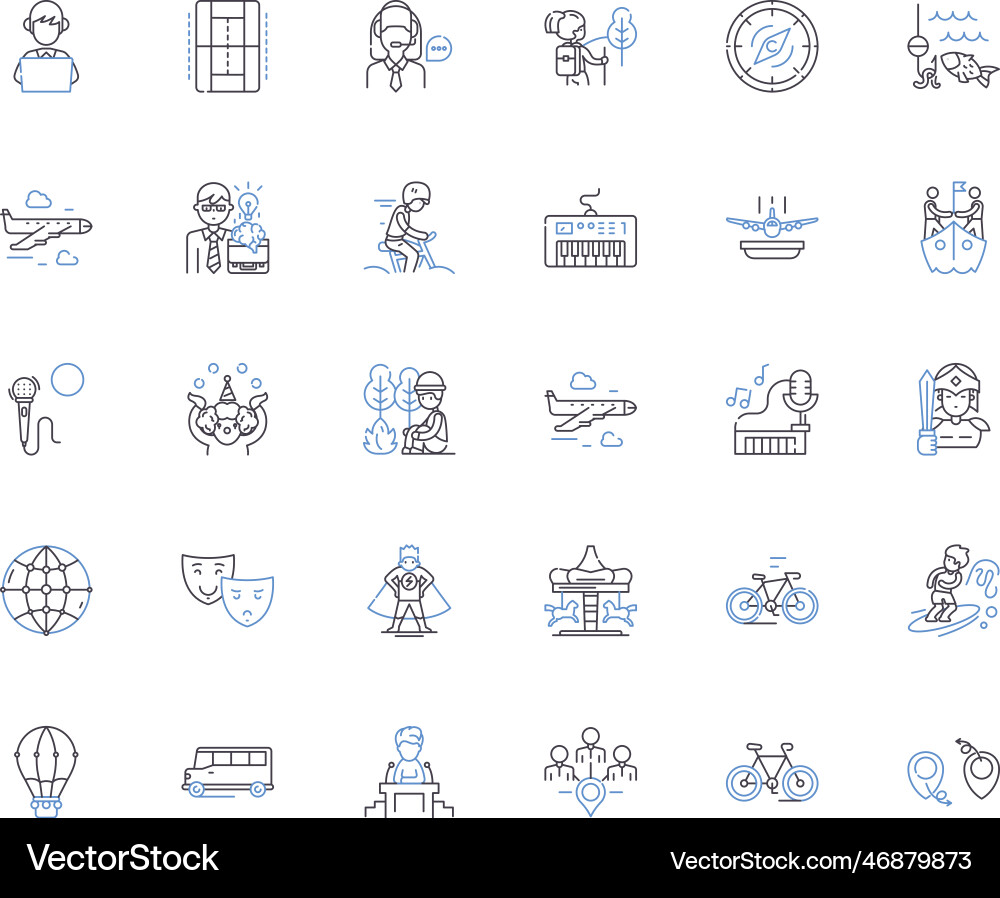 Vigorous athletic activities line icons collection