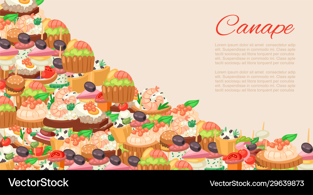 We love canapes tapas on plate appetizer dish Vector Image