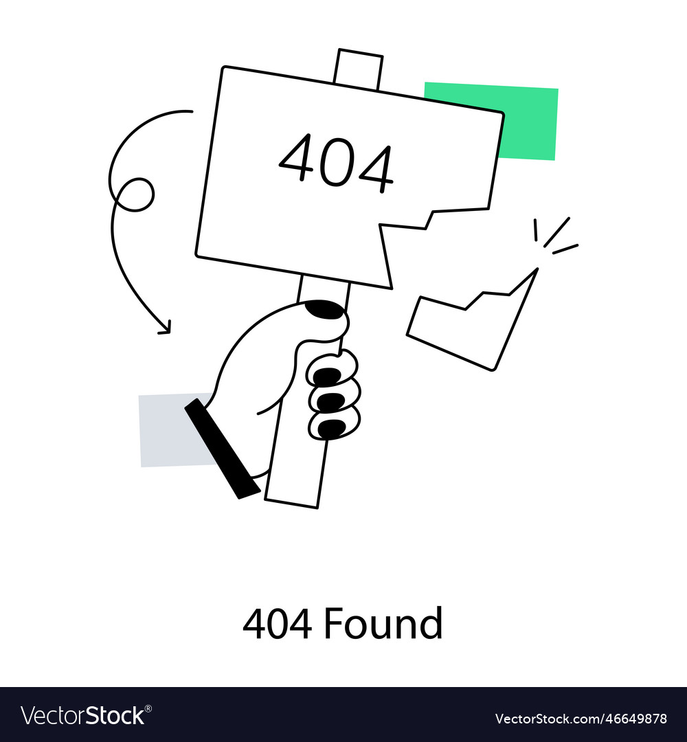 404 found Royalty Free Vector Image - VectorStock