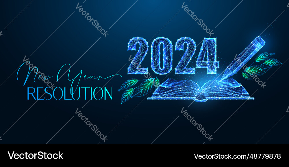 Abstract 2024 new year resolution concept banner Vector Image