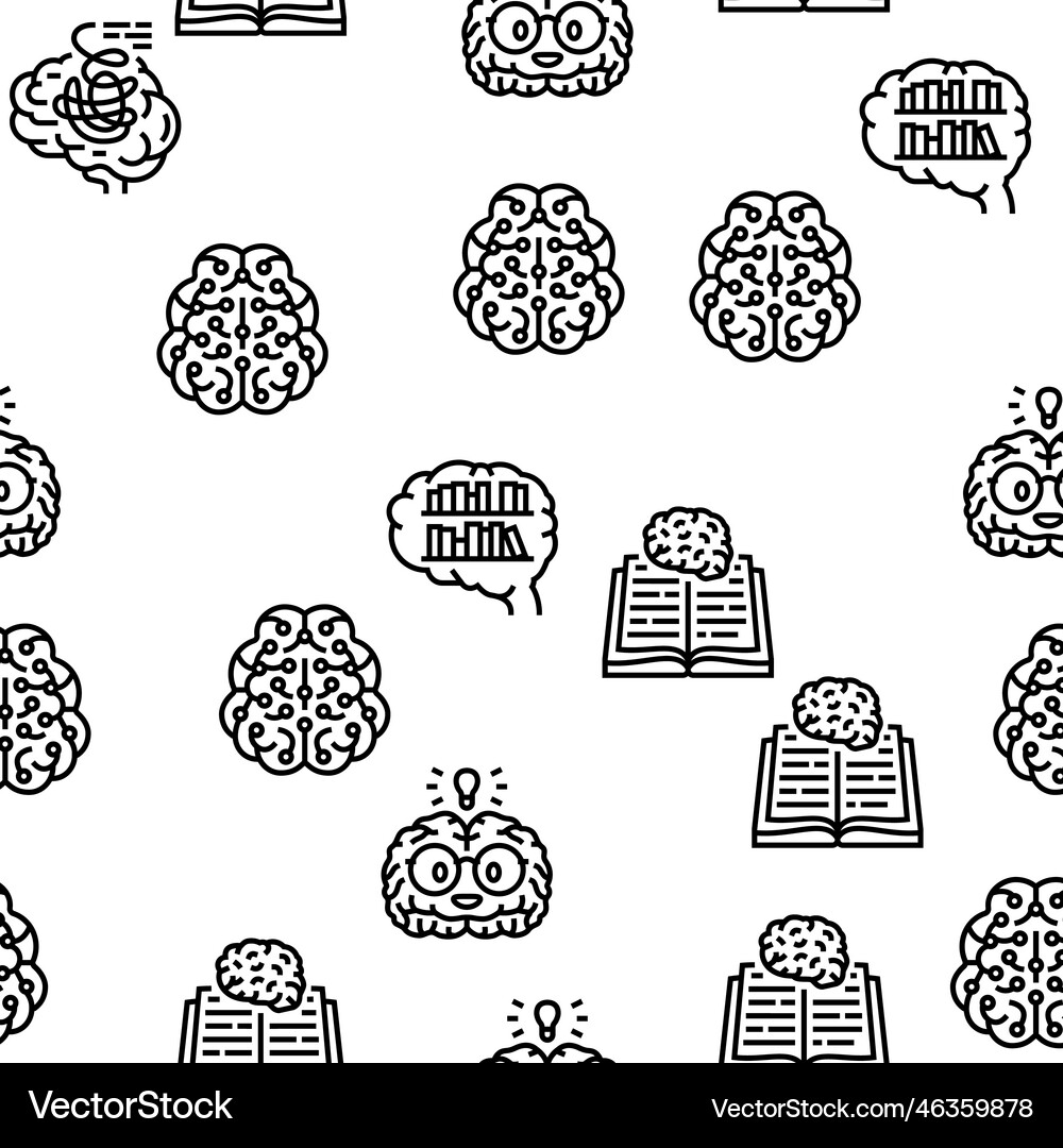 Brain human mind head idea seamless pattern Vector Image