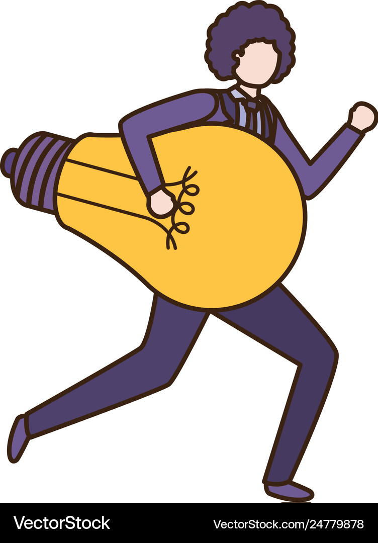 Businessman with lightbulb avatar character Vector Image