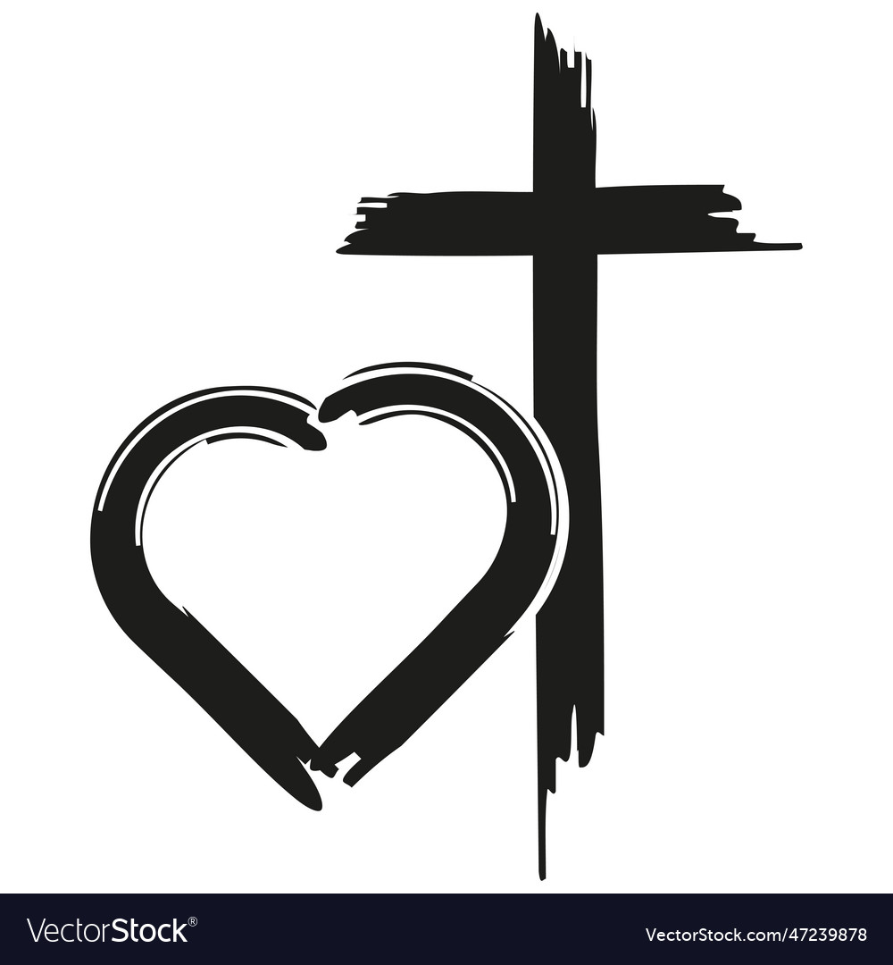 Christian logo heart with a cross on a white Vector Image