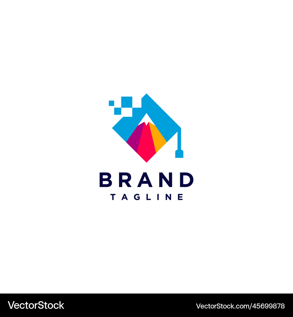 Colorful pencil peak inside graduation cap Vector Image
