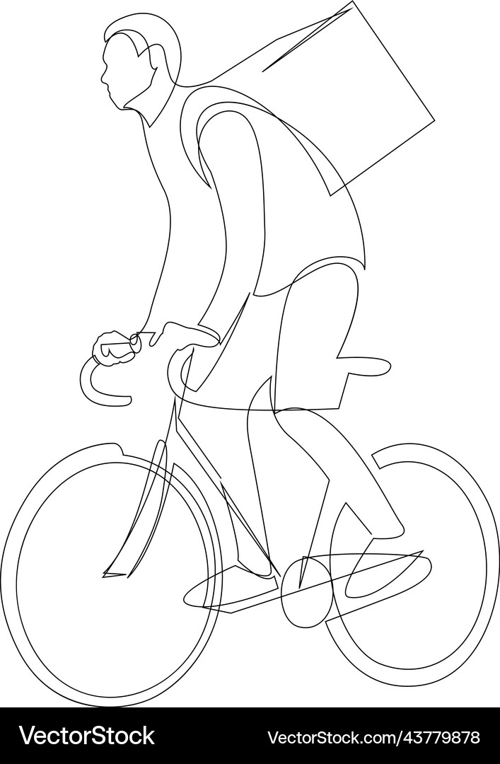Continuous line drawing of delivery man Royalty Free Vector