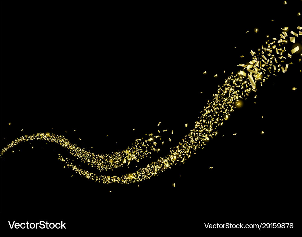 Curve plume golden sparkle particles Royalty Free Vector