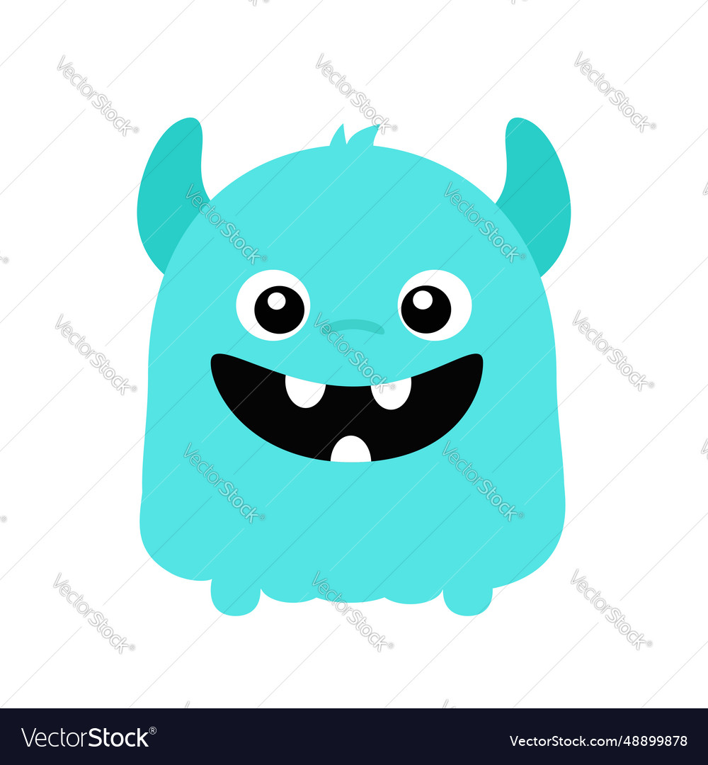Cute monster happy halloween funny head face Vector Image