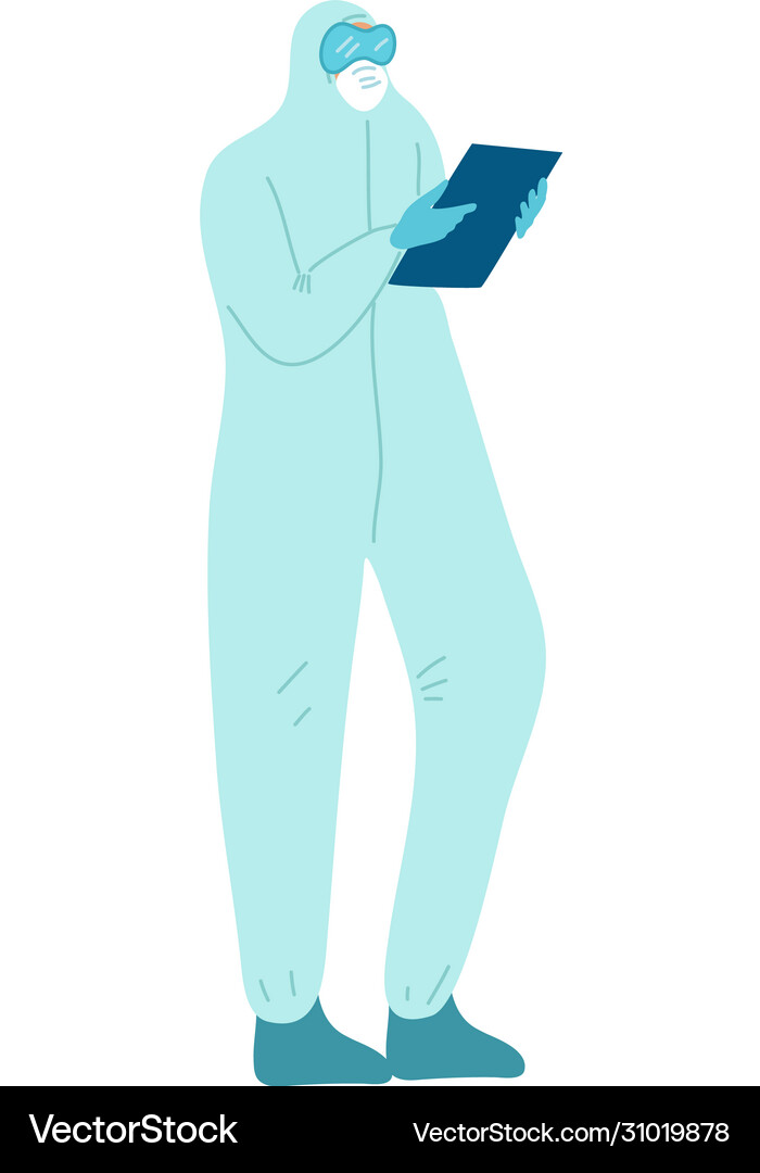 Doctor standing and reading test result during Vector Image