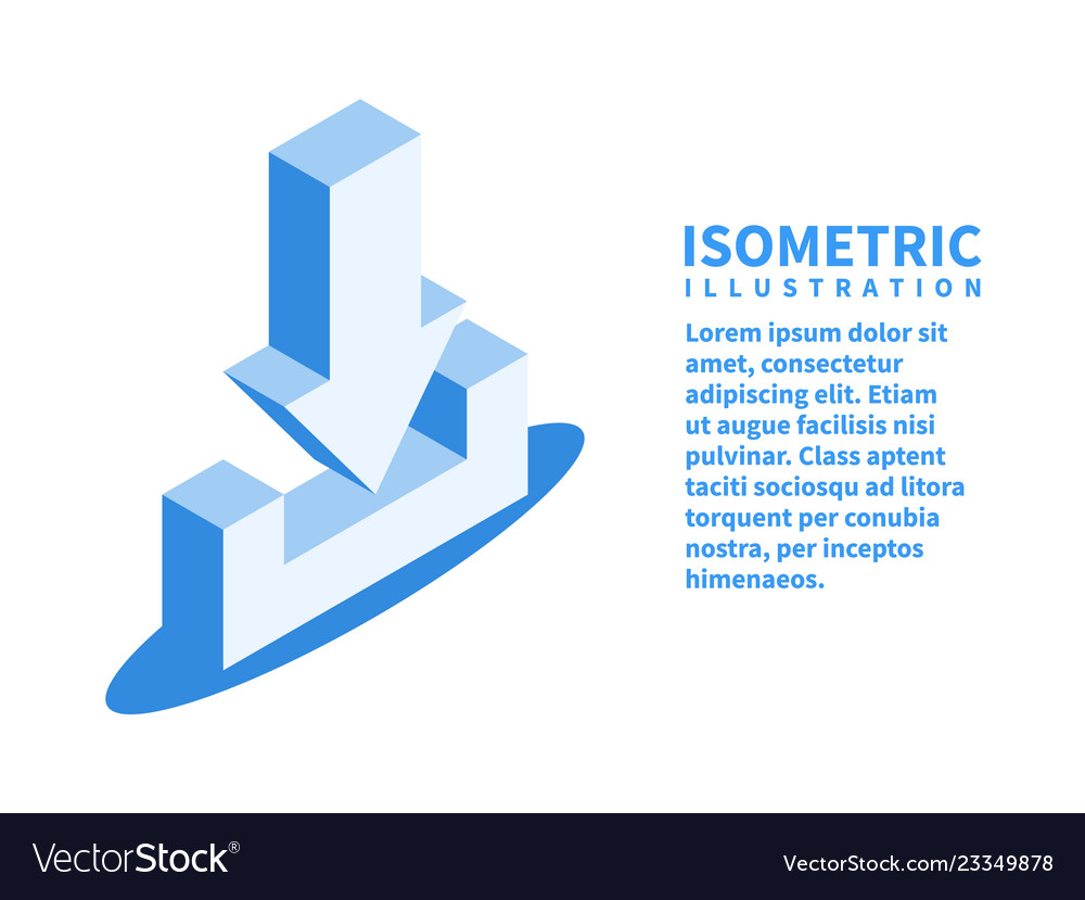 Download icon isometric template in flat 3d style Vector Image