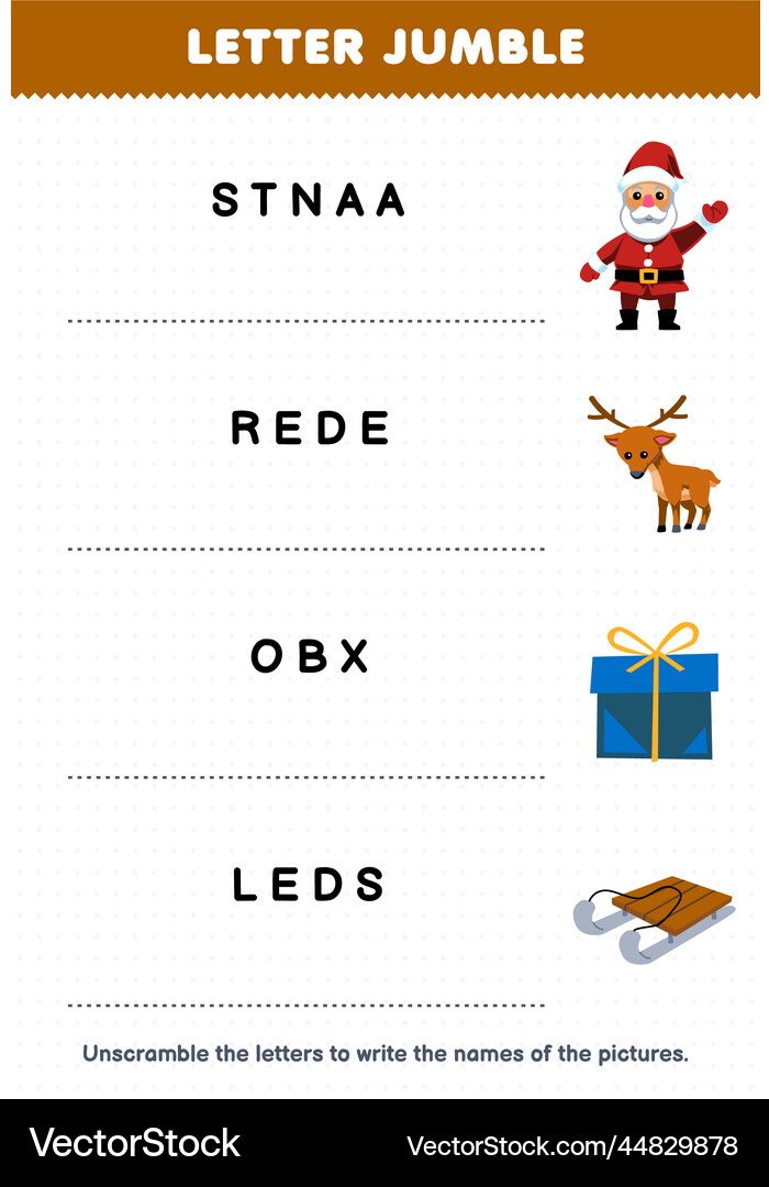 Education game for children letter jumble write Vector Image