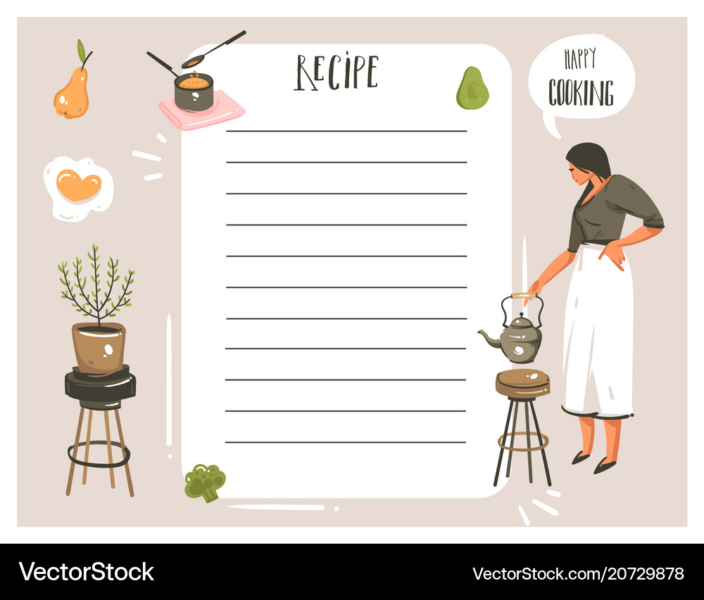 Hand drawn abstract modern cartoon cooking Vector Image