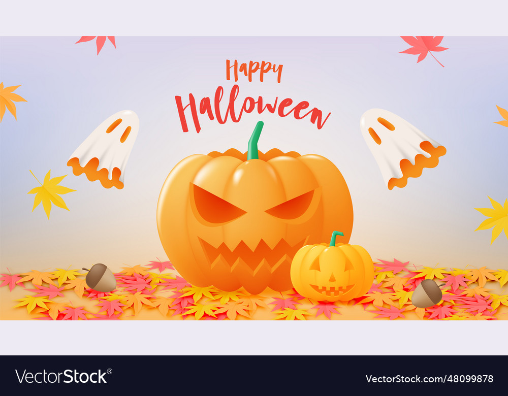 Happy halloween banner art background with pumpkin