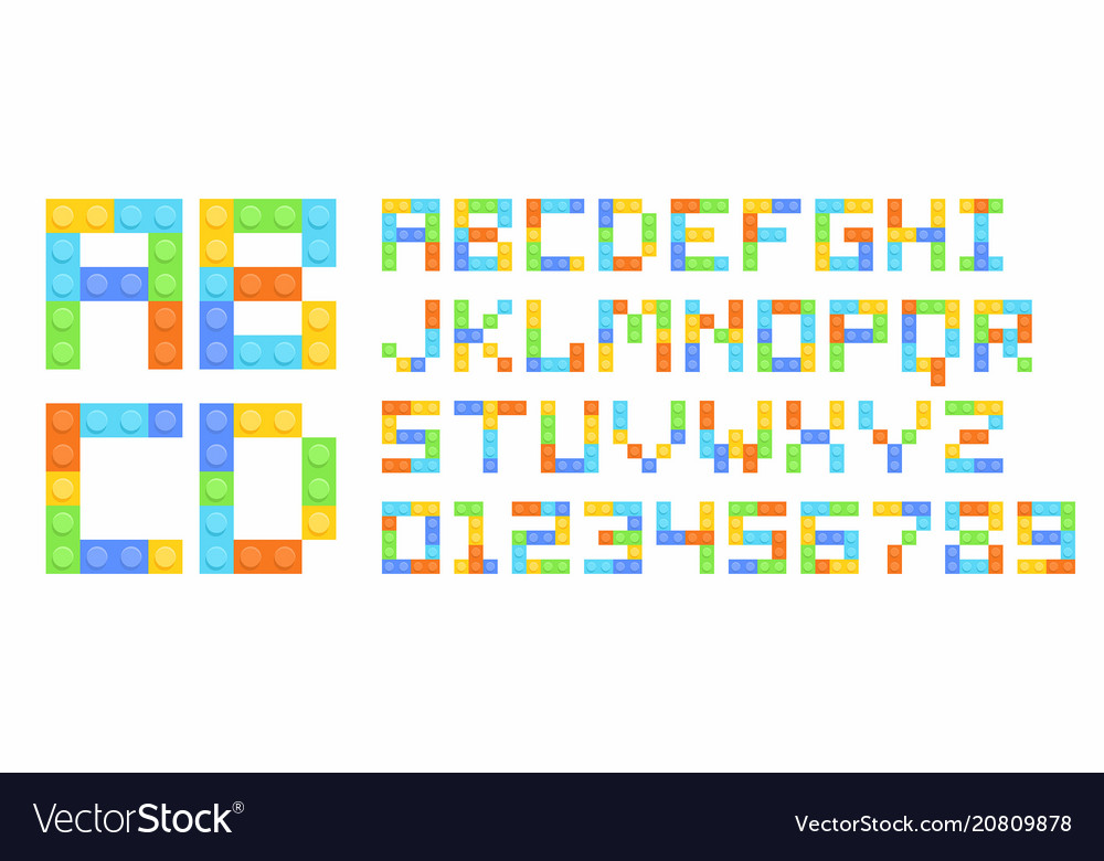 Plastic construction blocks alphabet Royalty Free Vector