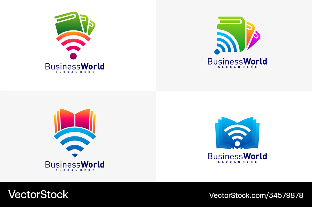 Set smart book logo design colorful Royalty Free Vector