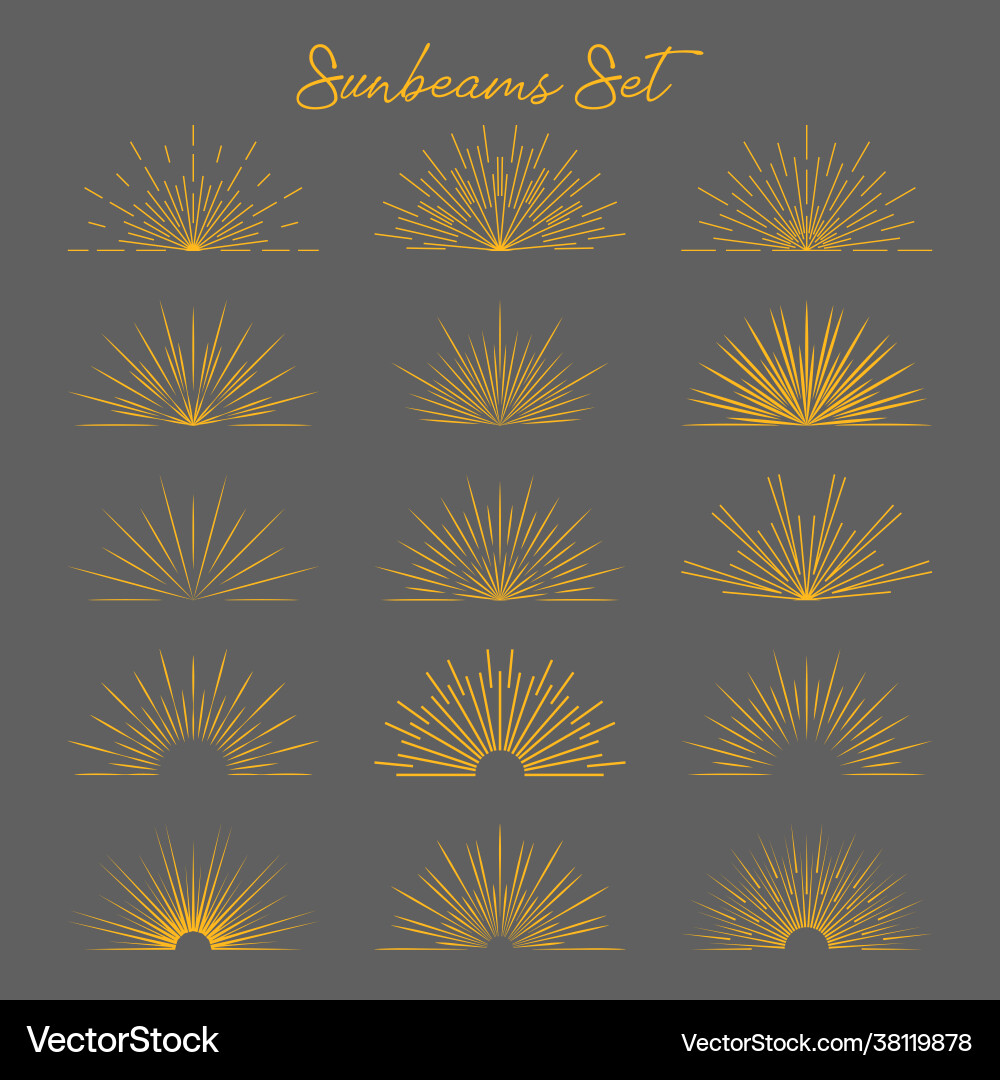 Set vintage gold bursting rays flat icon Vector Image