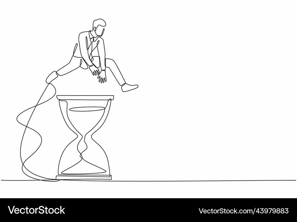 Continuous one line drawing businessman jump over Vector Image